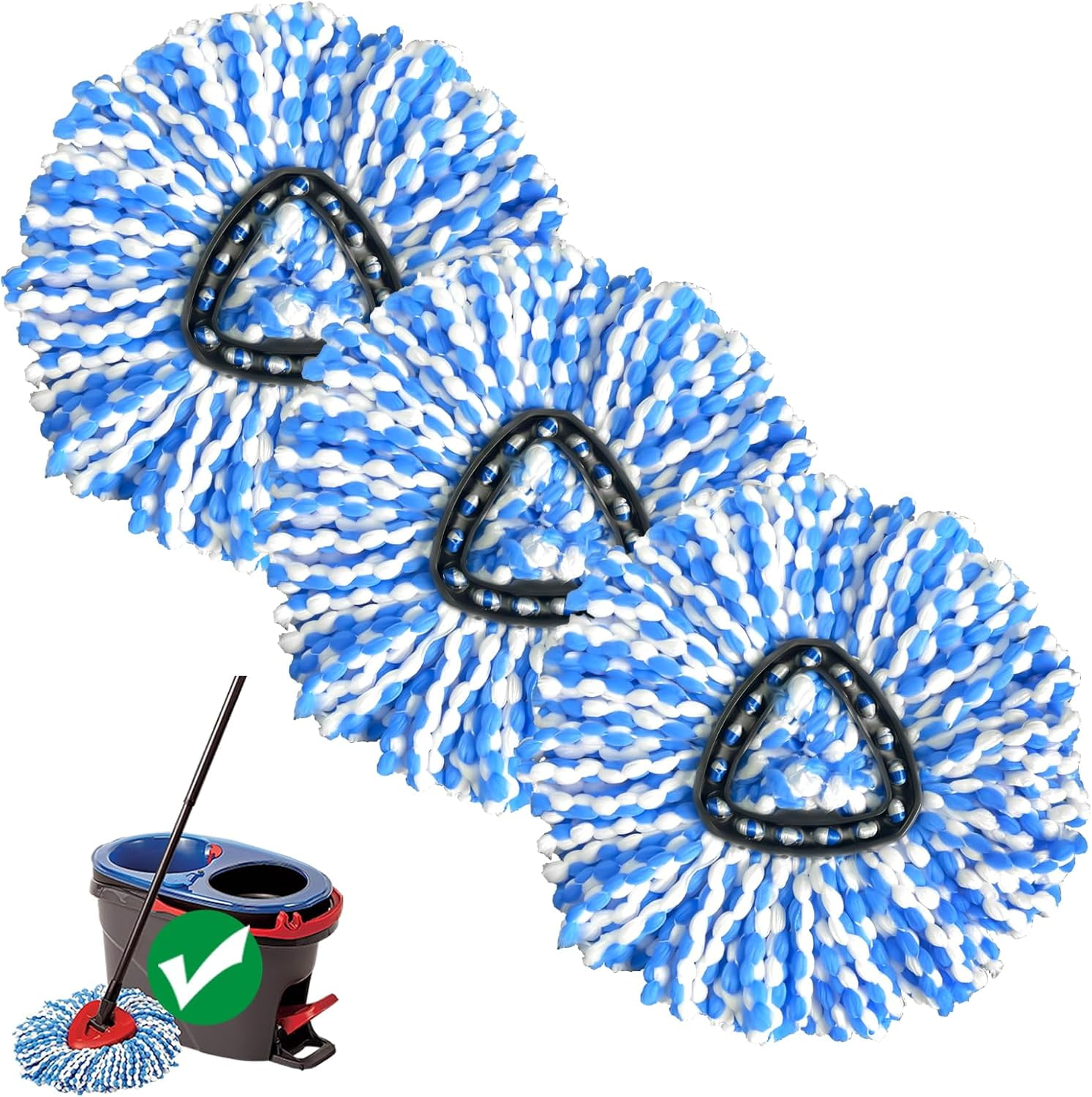 DanceeMangoos Spin Mop Replacement Head, 3 Mop Head Replacement ...