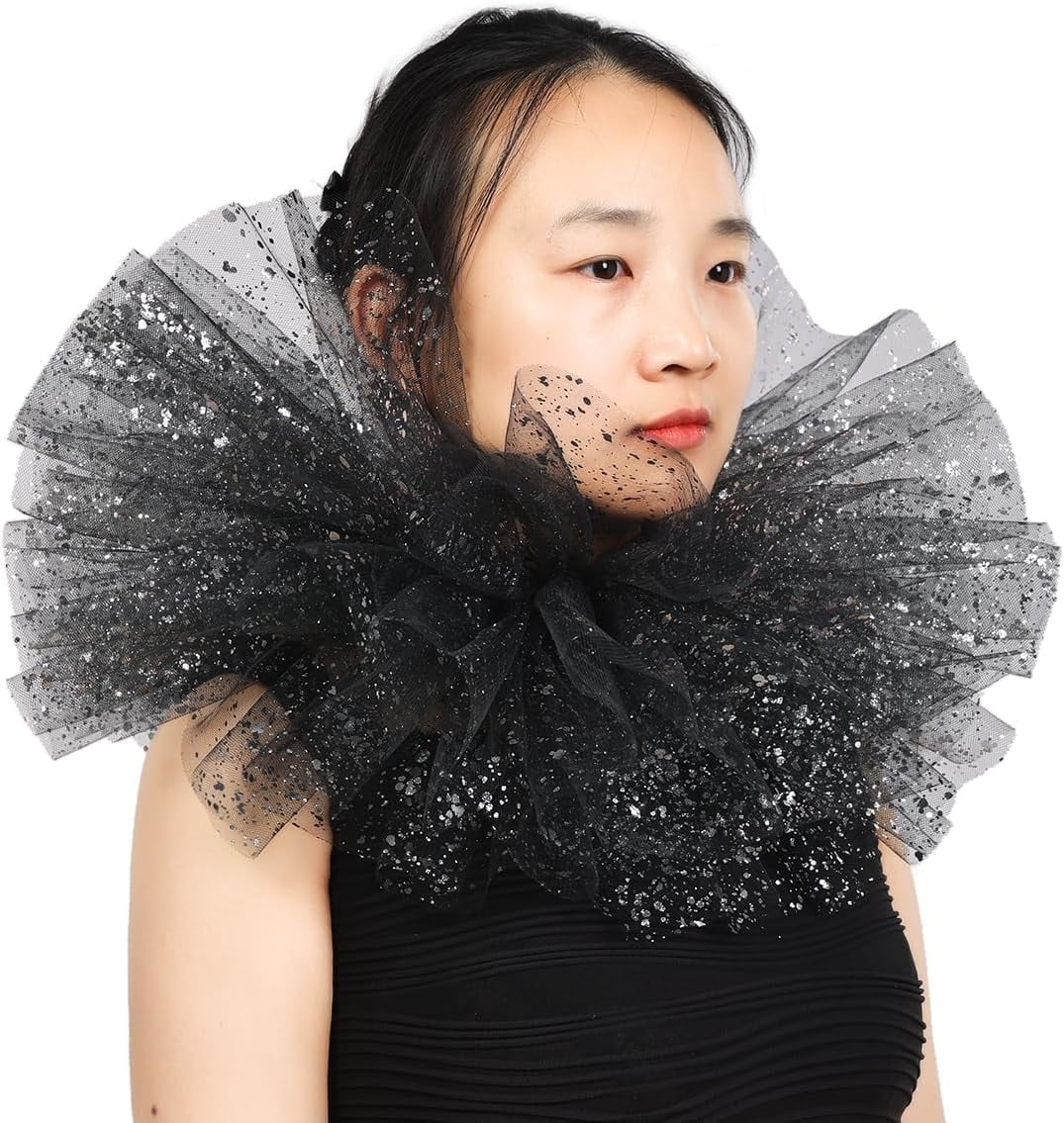 DanceeMangoos Victorian Retro Mesh Neck Ruff Ruffle Collar Layered ...