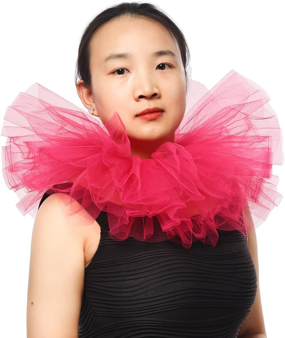 DanceeMangoos Victorian Retro Mesh Neck Ruff Ruffle Collar Layered ...