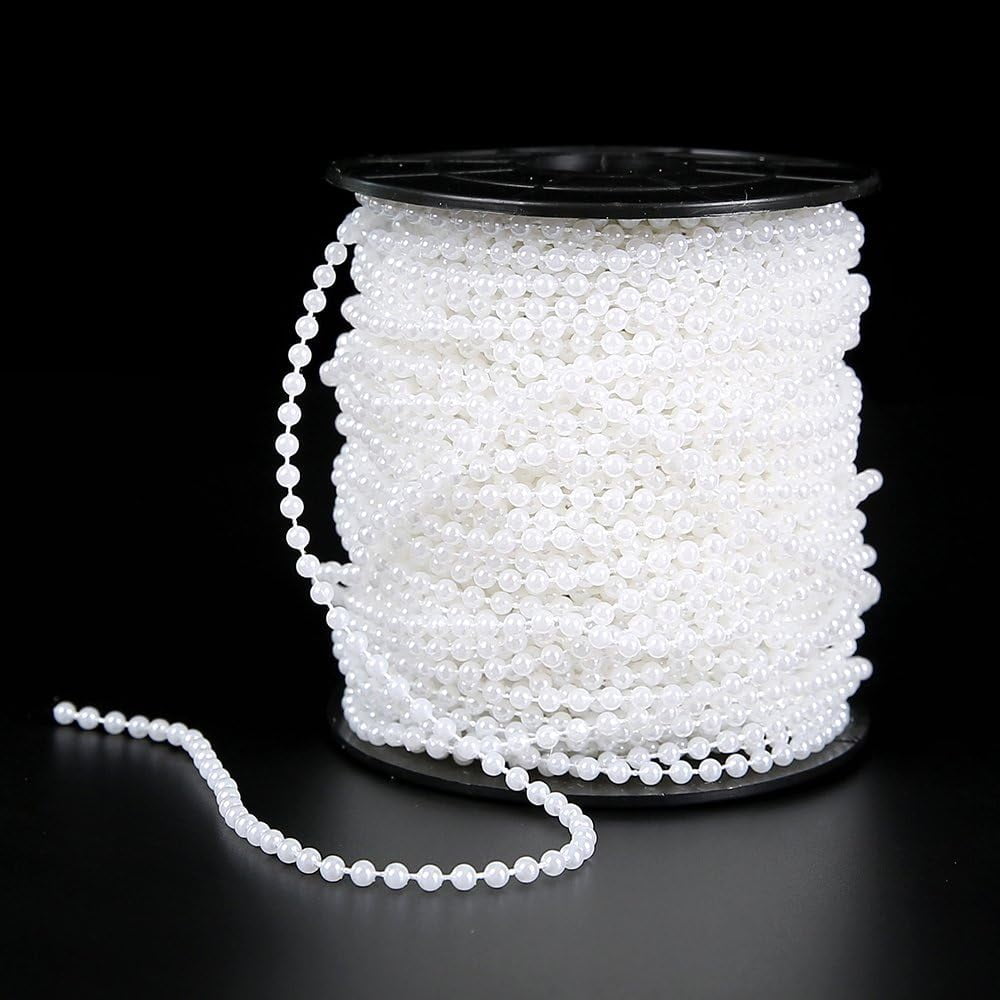 DanceeMangoos White Pearl Garland Strand,3mm Crystal Beads Faux Bead ...