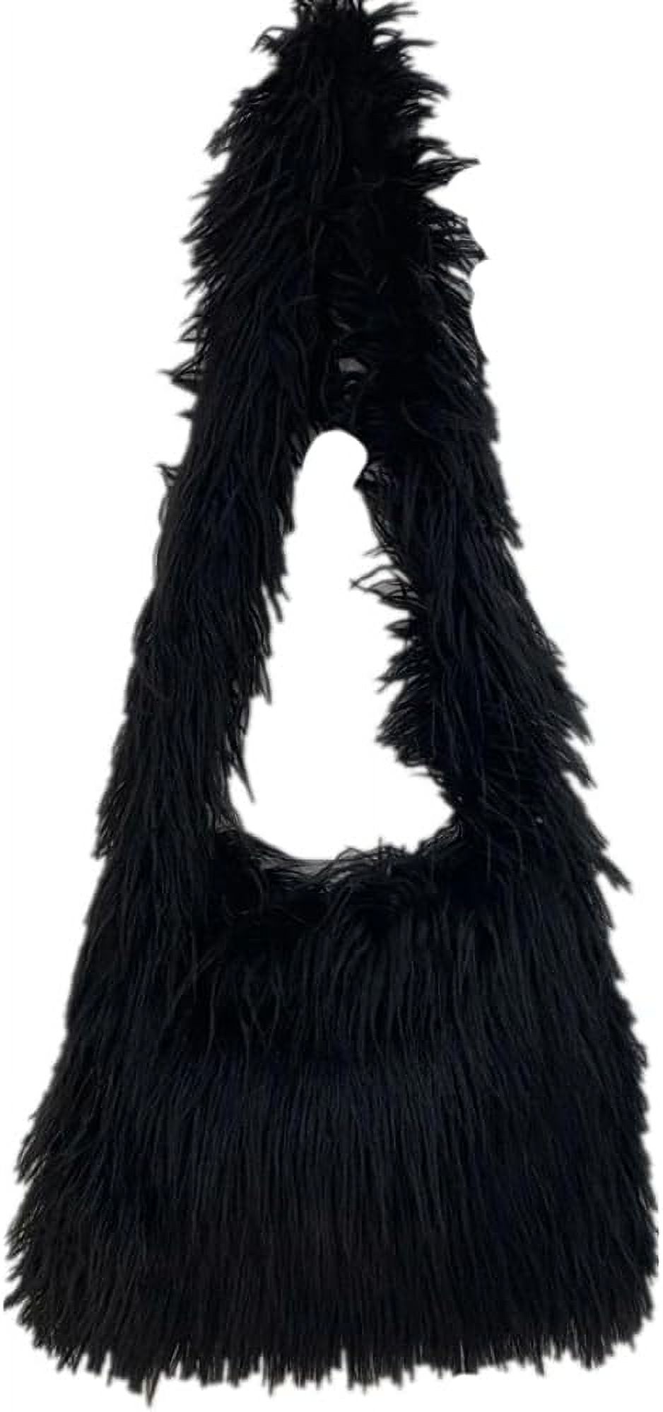 DanceeMangoos Women Fluffy Shoulder Bag Chic Fluffy Plush Tote Bag ...