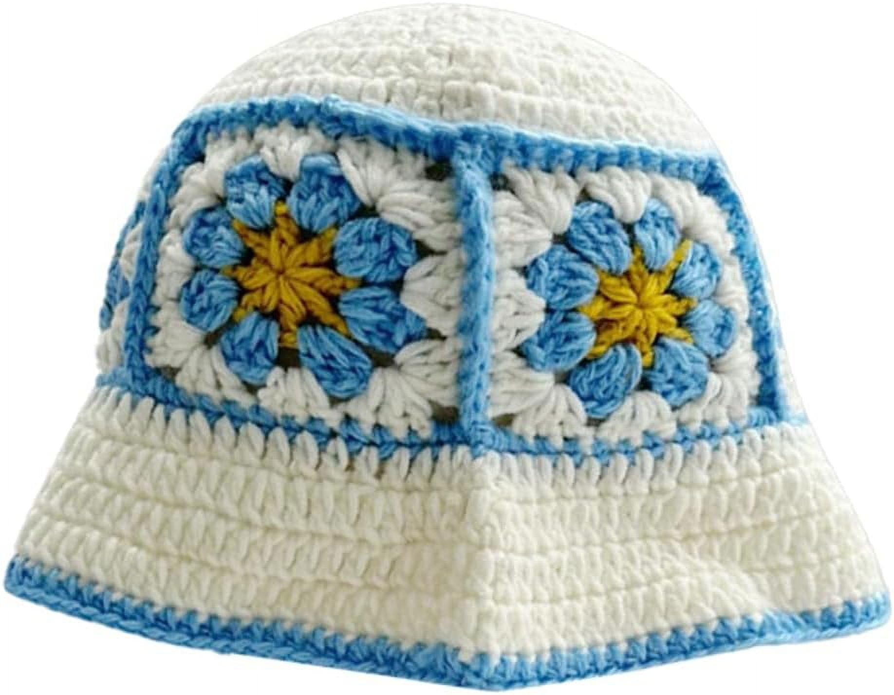 DanceeMangoos Women Knitted Bucket Hat Cute Floral Beanie Handmade ...