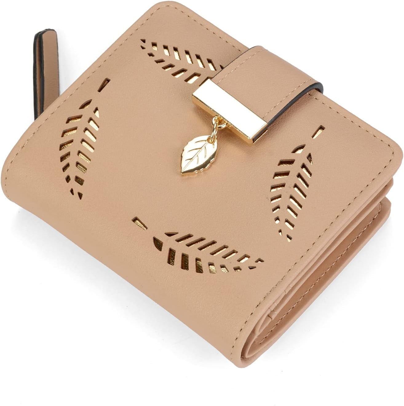 DanceeMangoos Women's Short Purse Leather Medium Wallet Leaf Bifold ...