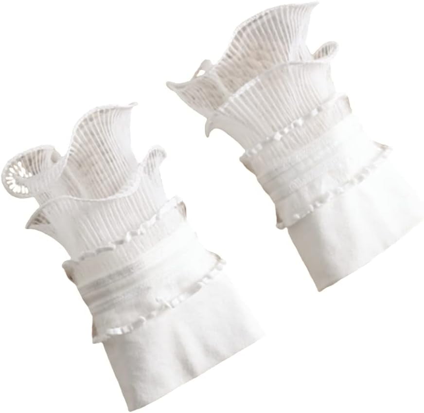 DanceeMangoos Wrist Cuffs Floral Ruffle False Sleeves Layered Lace ...