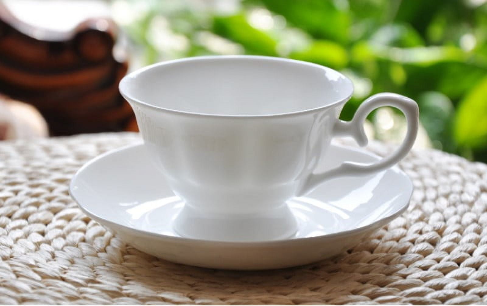 DanceeMangoos bone china plain white cup and saucer, porcelain tea cup ...