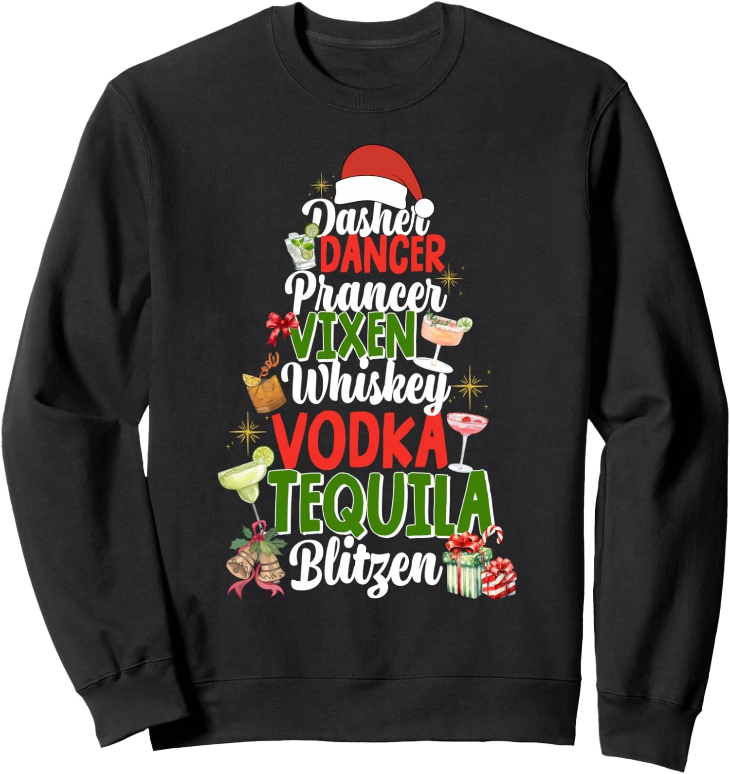 Dancer Prancer Vixen Drink List Parody Humor Festive Party Creative ...