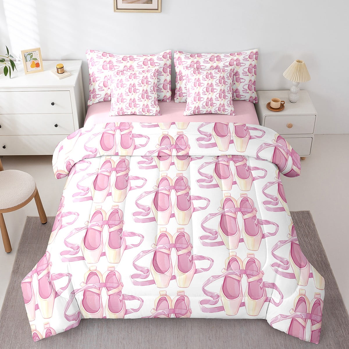 Dancer Shoes Comforter Set Queen Size,Artistic Ballet Bedding Set for ...