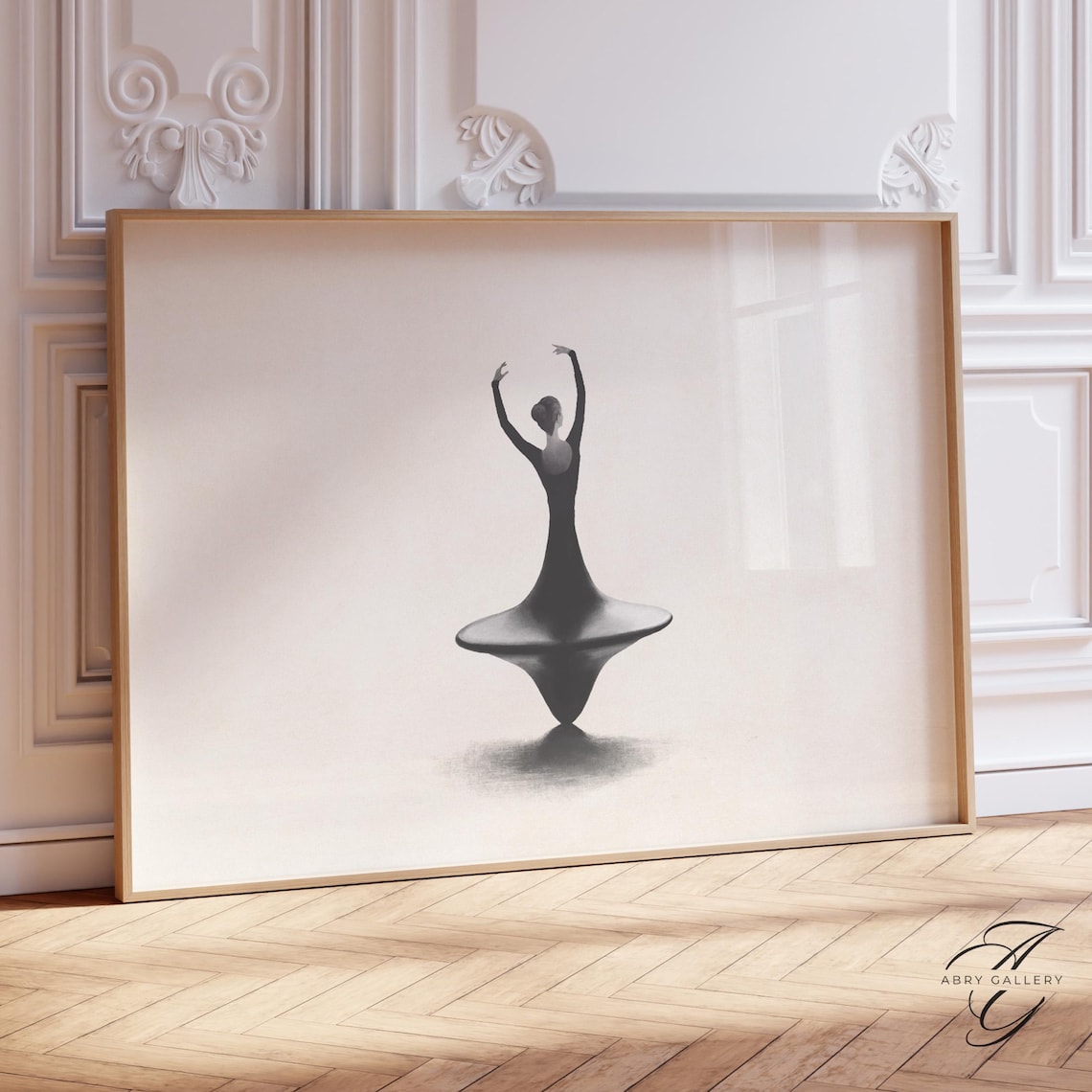 Dancer Spin Art Poster: Minimalist Black And White Home Decor, Unframed ...