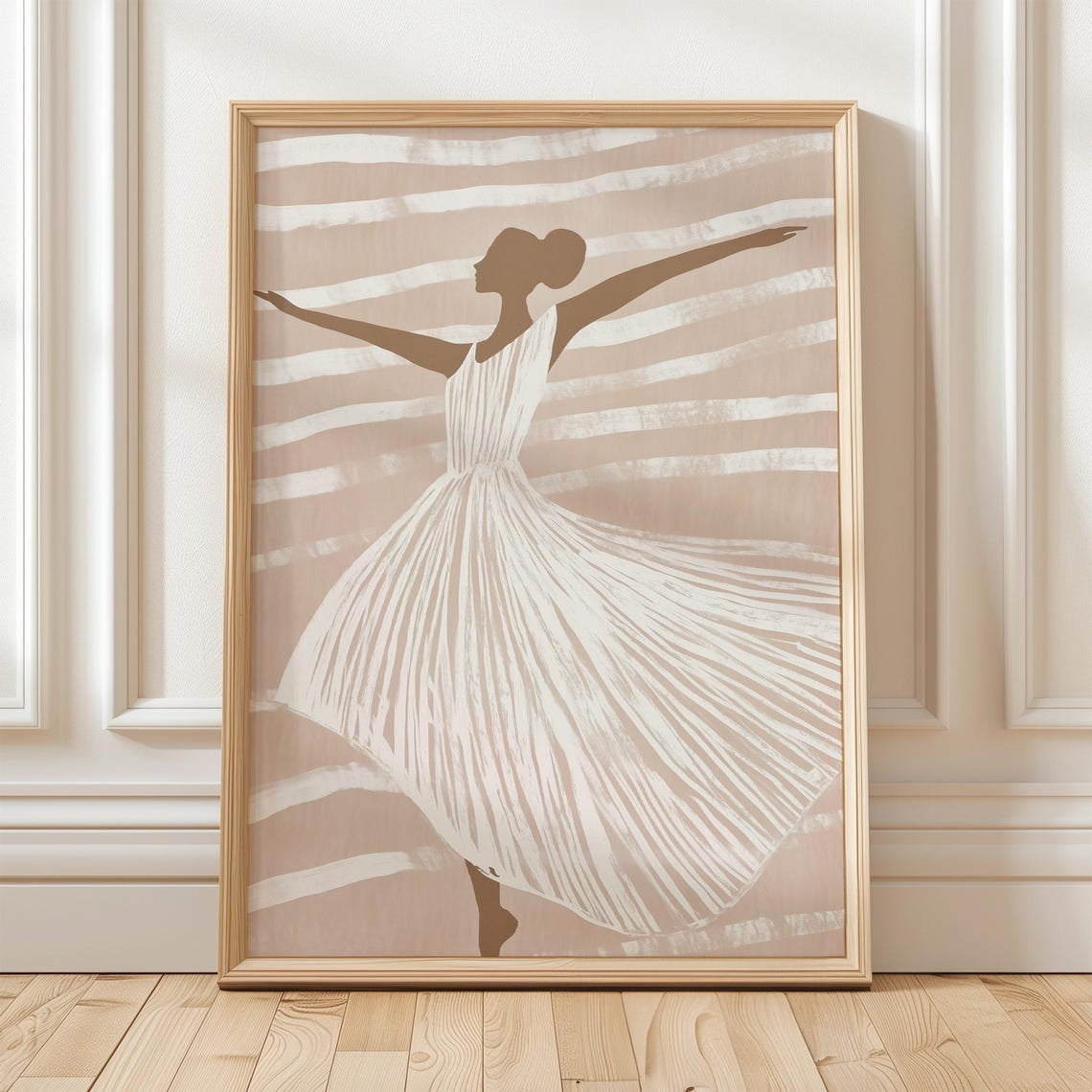 Dancer Wall Art Print, Minimalist Neutral Ballet, Beige And White Home ...