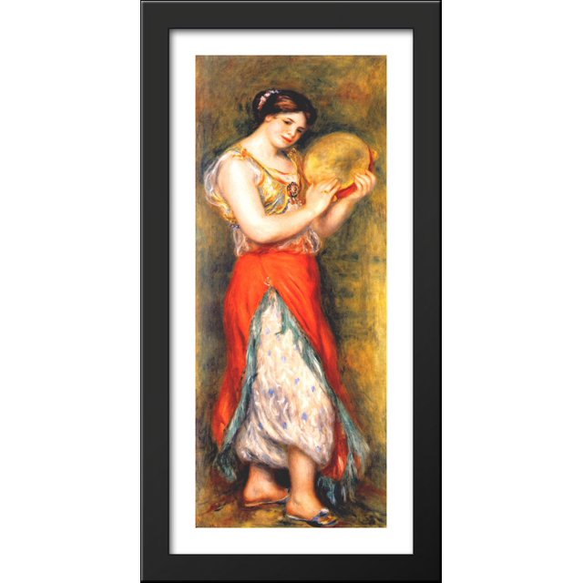 Dancer with Tambourne (Gabrielle Renard) 18x40 Large Black Wood Framed ...