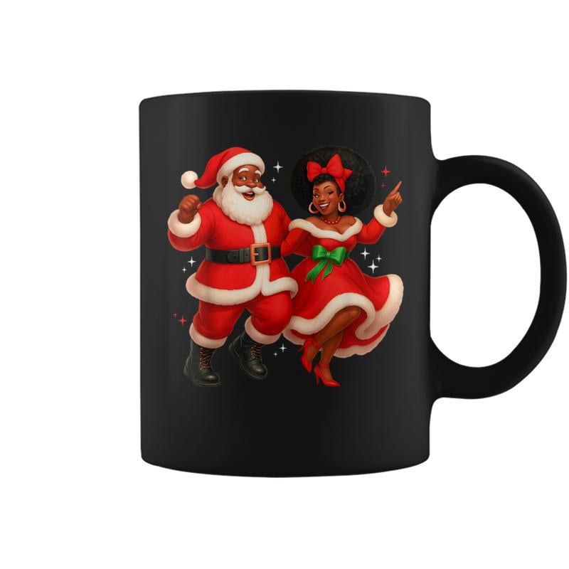 Dancing African Santa Mr Mrs Claus African American Xmas Coffee Mugs ...