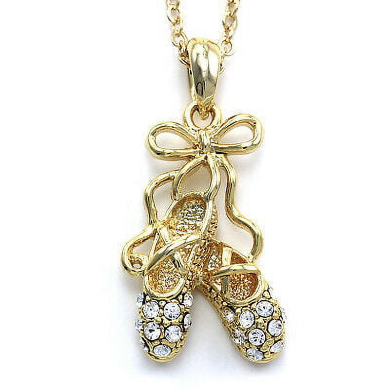 Dancing Ballerina Dancer Ballet Dance Shoes Pendant Necklace Charm Gold ...