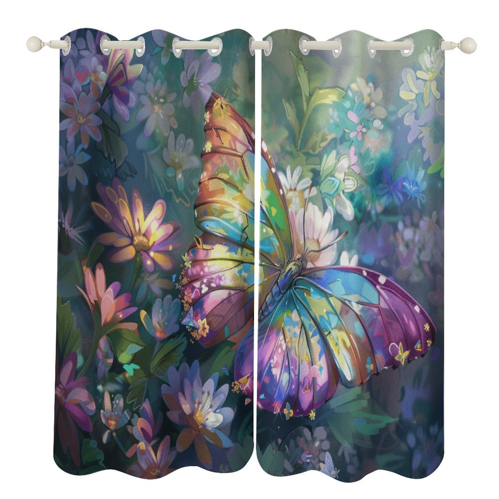 Dancing Butterflies Curtains Aesthetic Envrionmental Friendly Picture ...