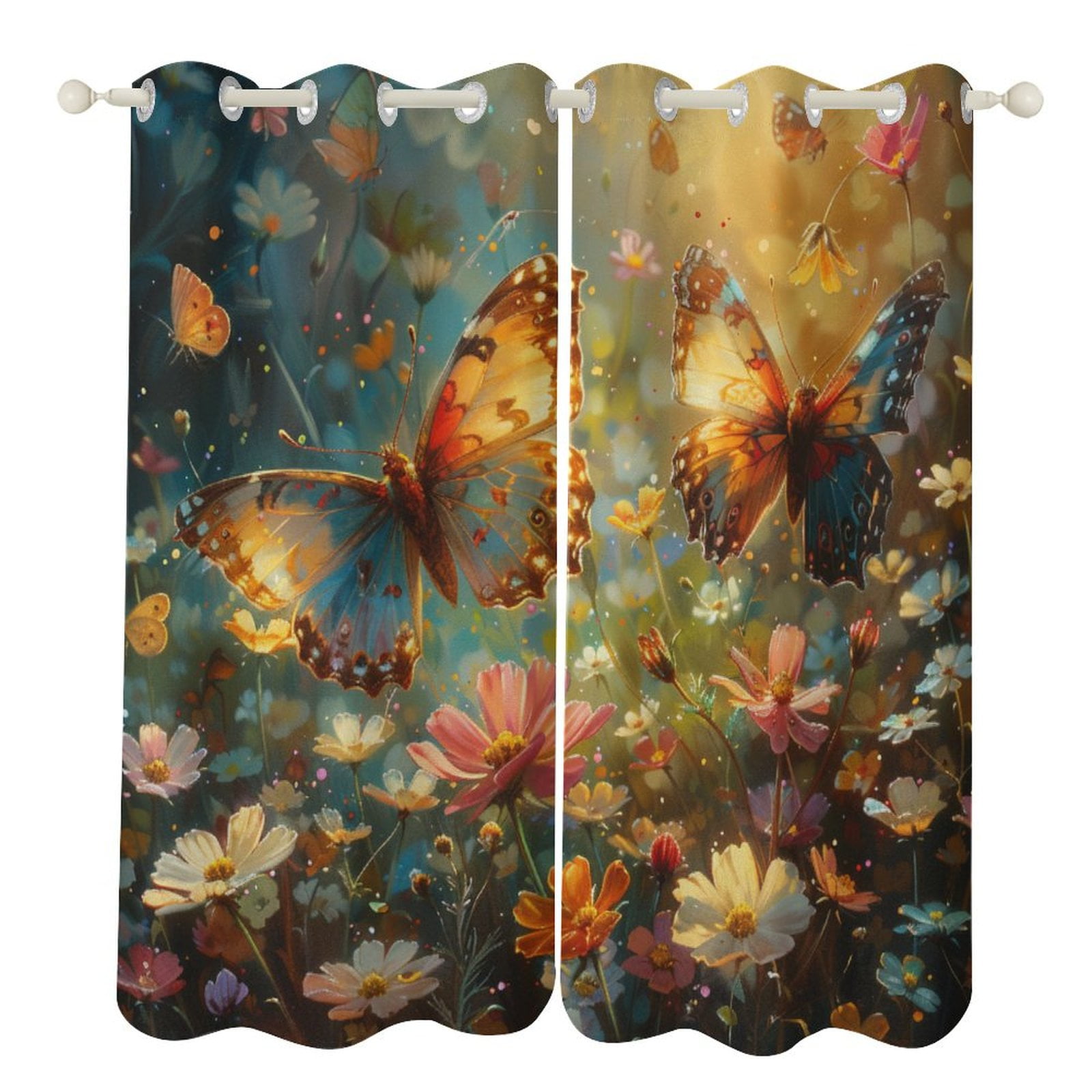 Dancing Butterflies Curtains Aesthetic Envrionmental Friendly Picture ...