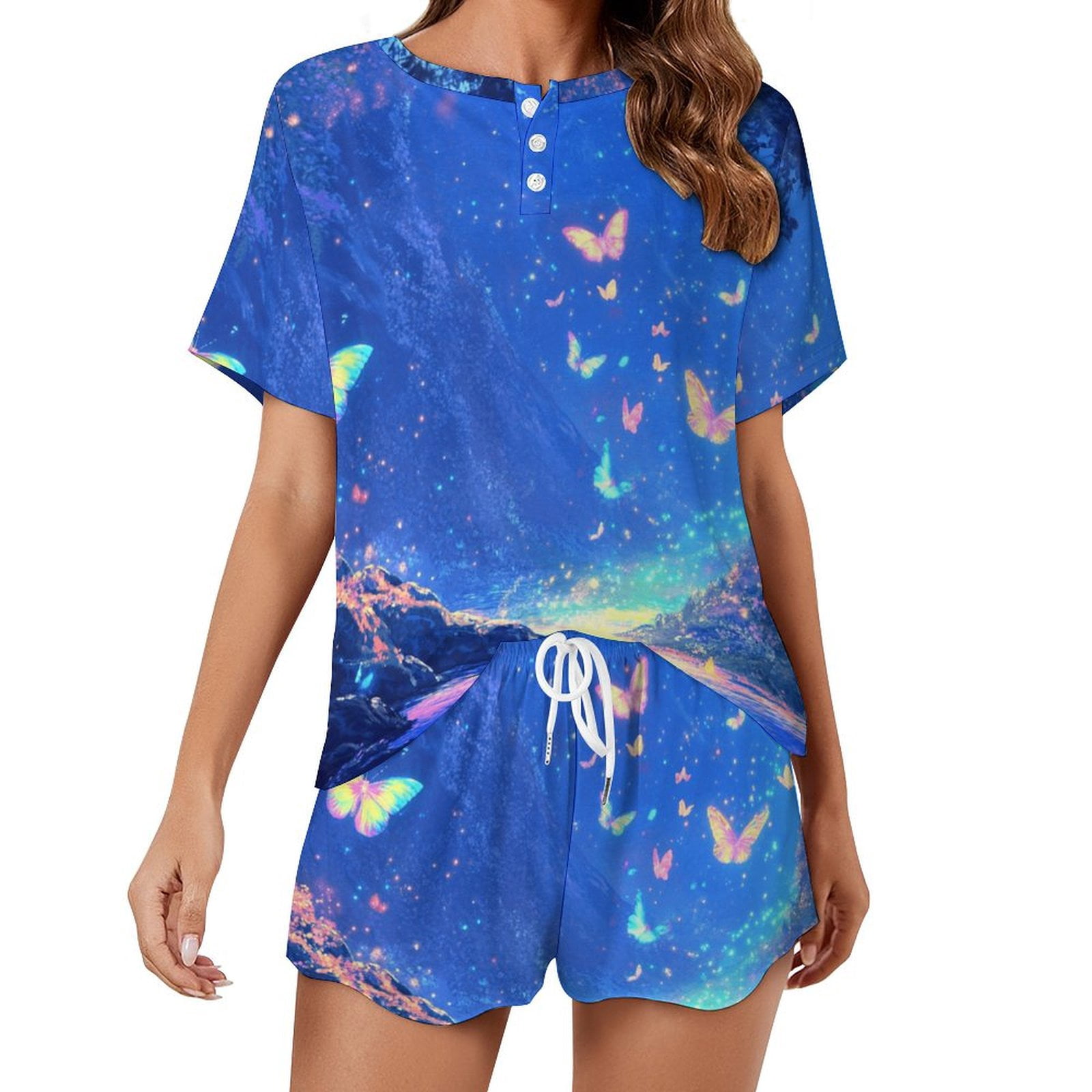 Dancing Butterflies Pajama Set for Women 2 Piece Sleepwear Loungewear ...