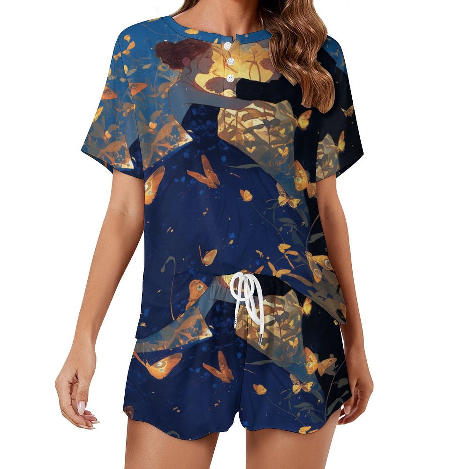 Dancing Butterflies Print Women'S Pajamas Set Summer Sleepwear Sets 2 ...