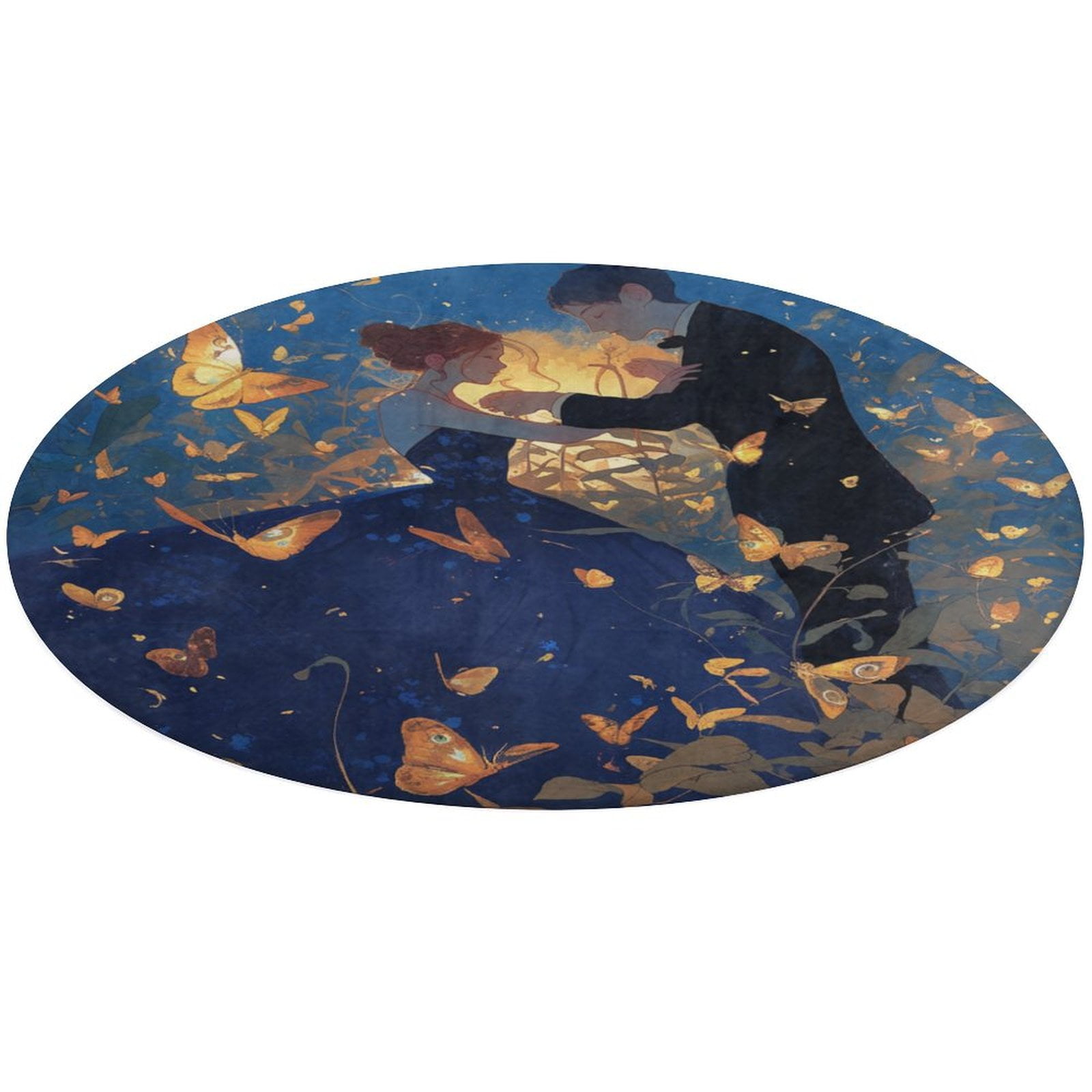 Dancing Butterflies Round Small Area Rug, Print Non Slip Washable Floor ...