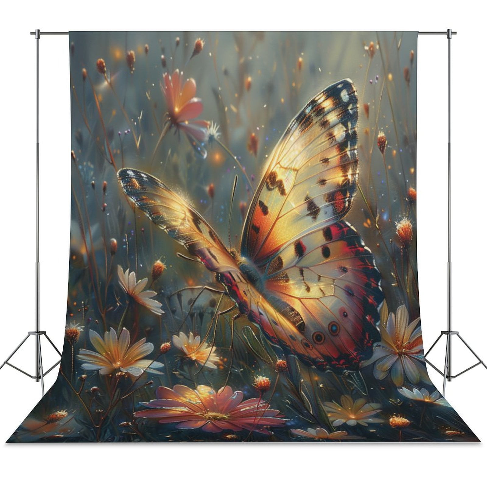 Dancing Butterflies Spring Wall Backdrop Background Floral Backdrops ...