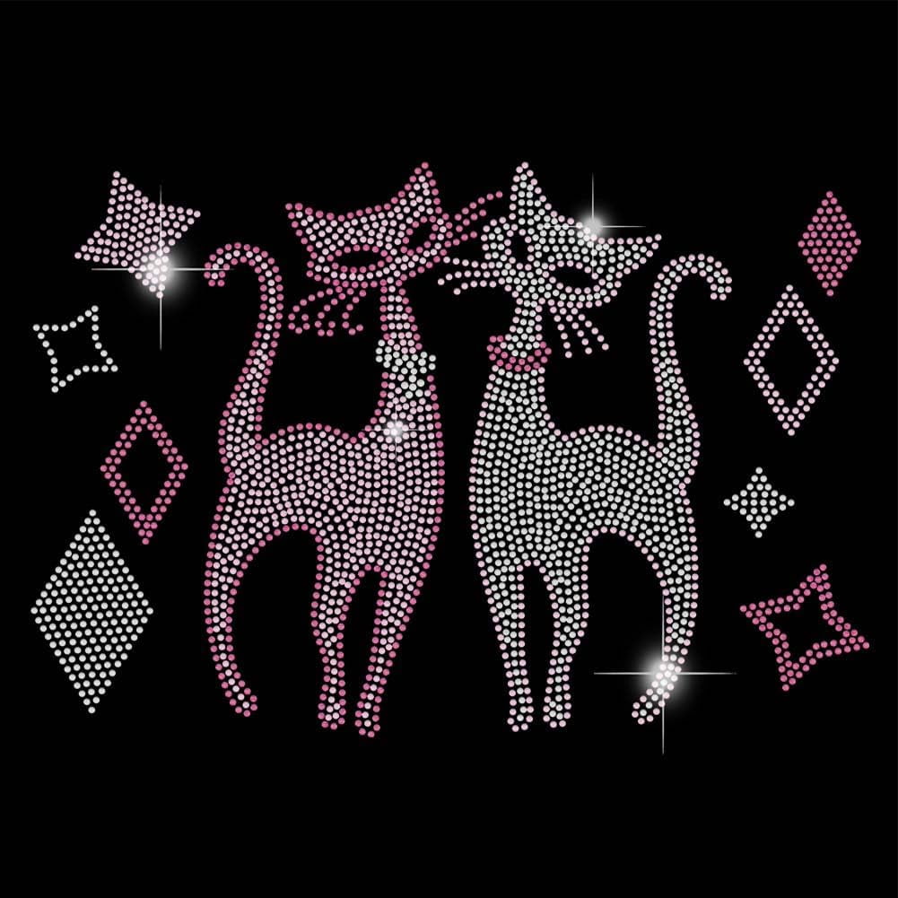 Dancing Cat Iron on Rhinestones Transfer Bling Glass Rhinestone Decals ...