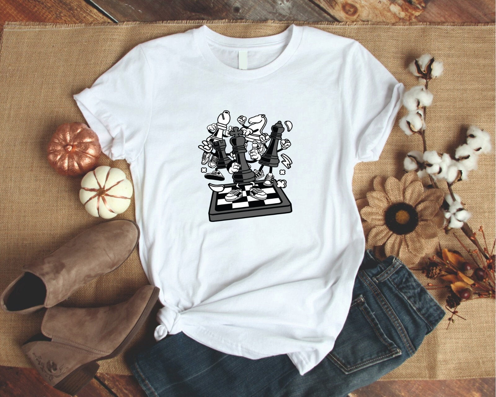 Dancing Chess Pieces On Board Funny Meme Unisex T-Shirt in Various ...