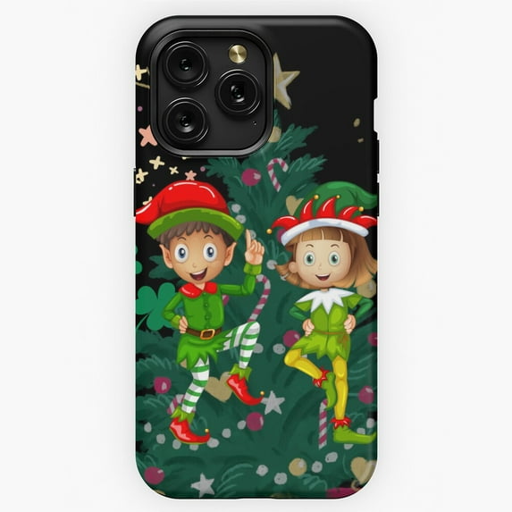 Dancing Christmas Elves Cheerful Fun iPhone Case 17 16 15 14 13 12 11 ...