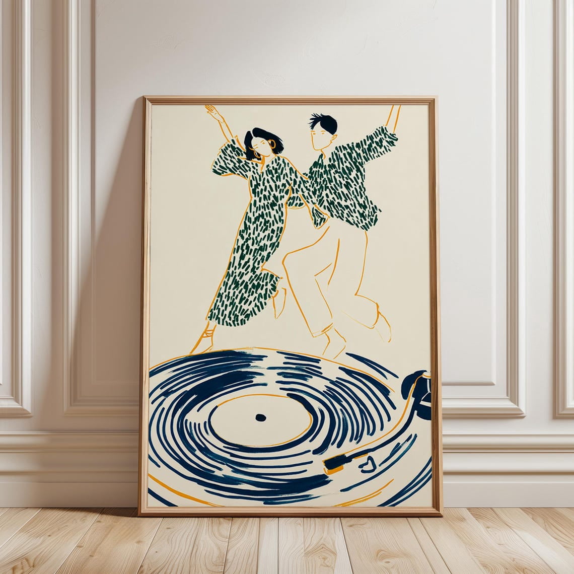Dancing Couple Vinyl Poster Minimalist Retro Line Art Wall Decor Art ...