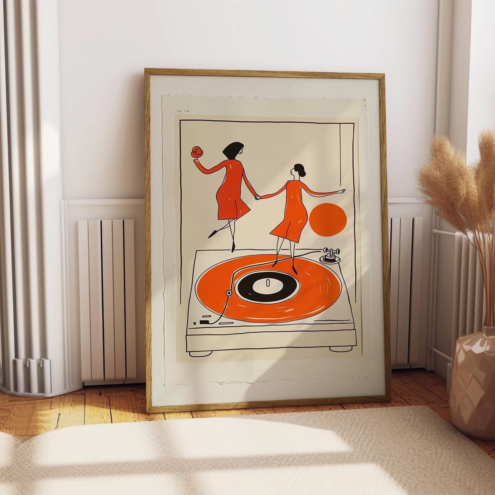 Dancing Couple Wall Art Print, Retro Record Player Poster, Mid Century ...