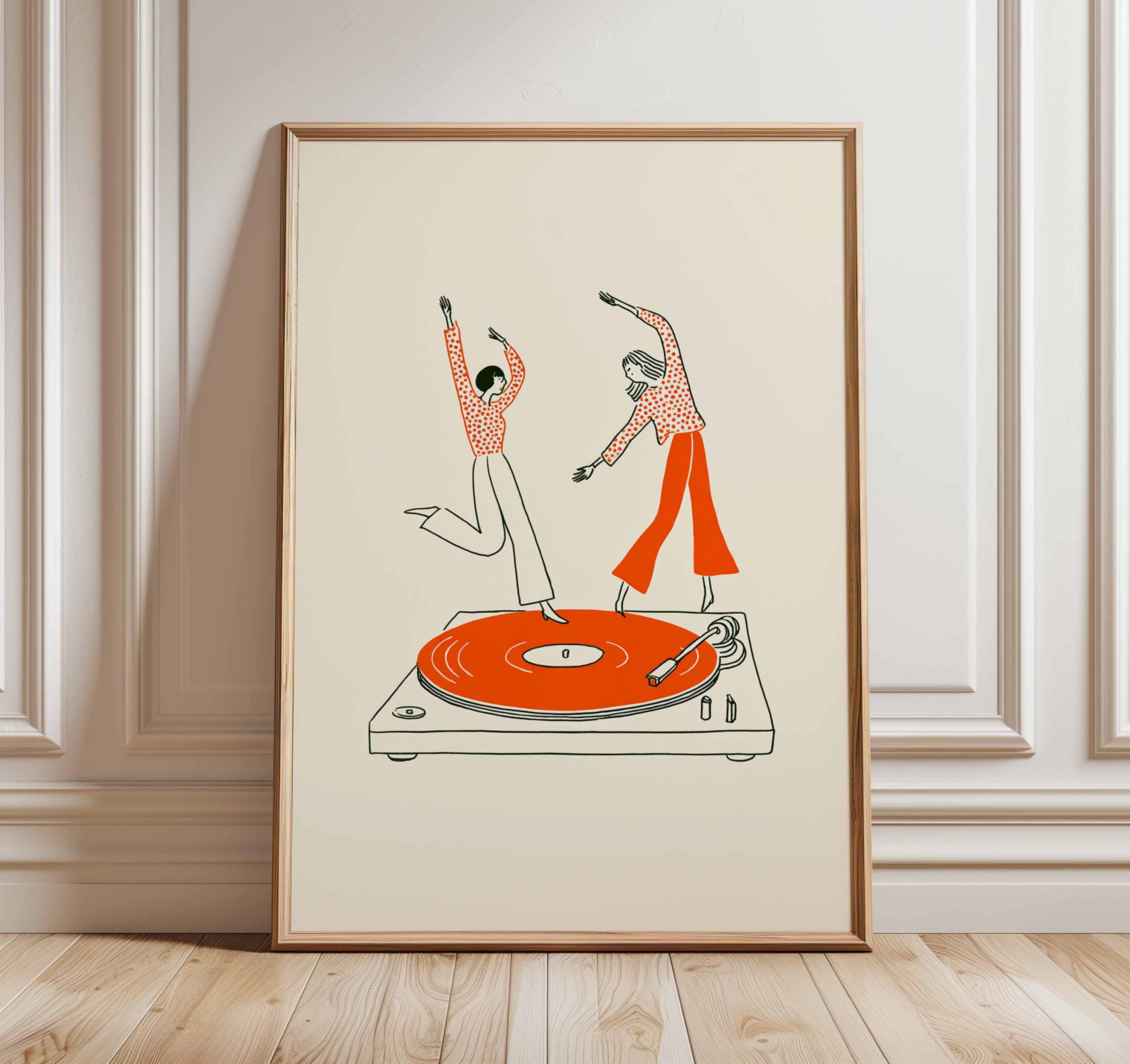 Dancing Couple Wall Art Print, Retro Record Player Poster, Modern Music ...