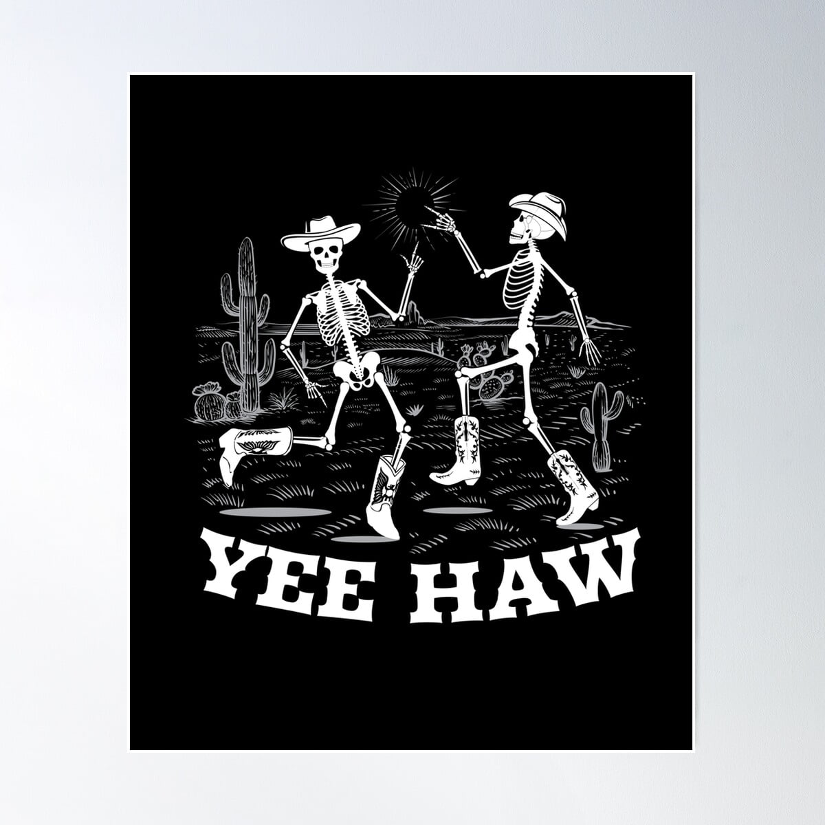 Dancing Cowboy Skeletons Spooky Western Poster Wall Art, Modern Wall ...