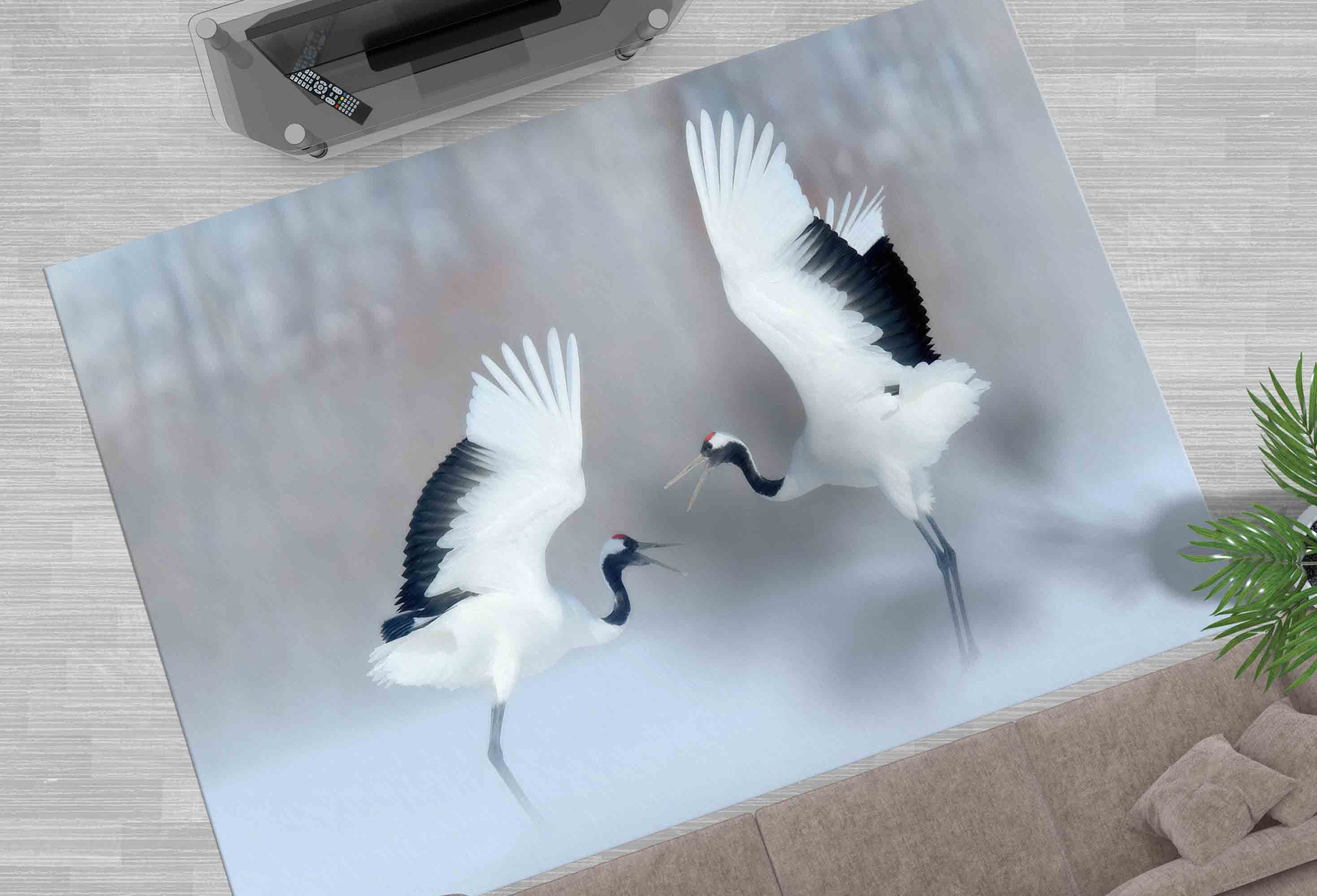 Dancing Cranes Rug, Wild Animal Rugs, Dancing Birds Rug, Animal Rugs ...