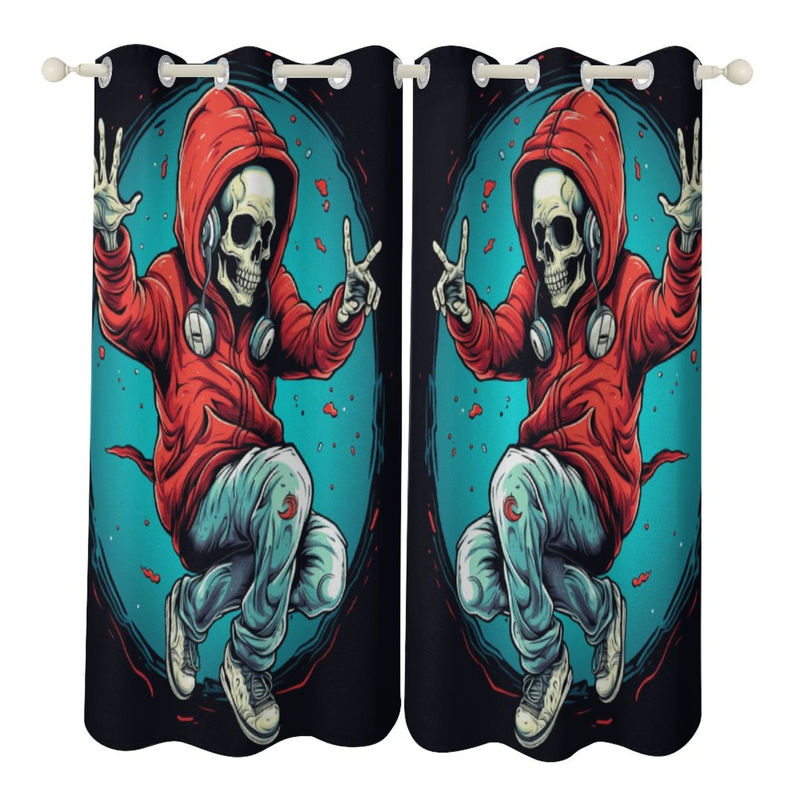Dancing Cute Skull Man Modern Window for Living Room Curtains for Child ...