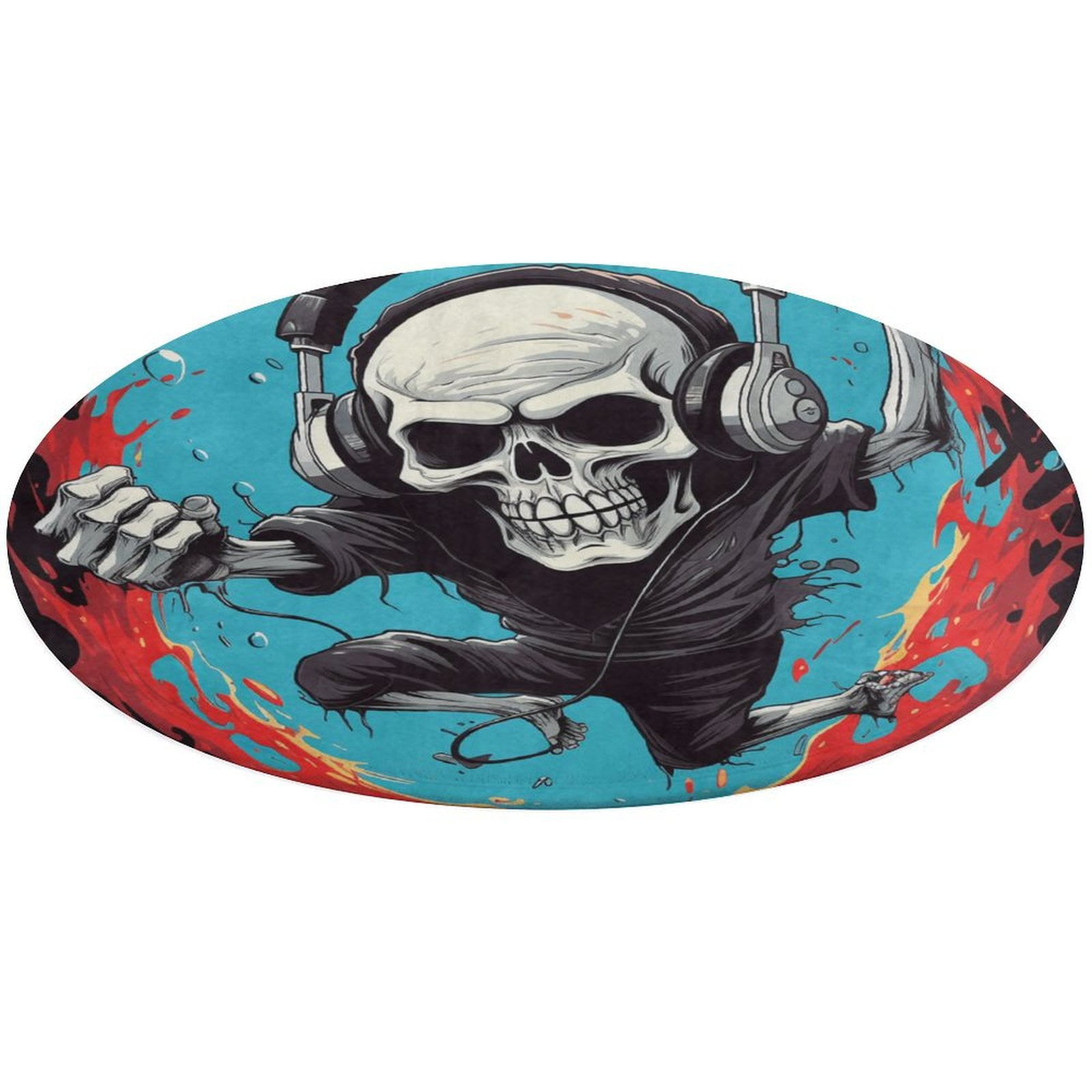 Dancing Cute Skull Man Round Rugs -Washable Non-Slip Small Round Area ...