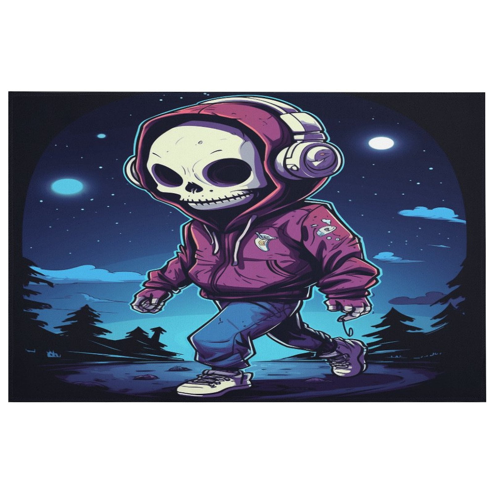 Dancing Cute Skull Man Rug - for Living Room, Bedroom, And Dining Room ...