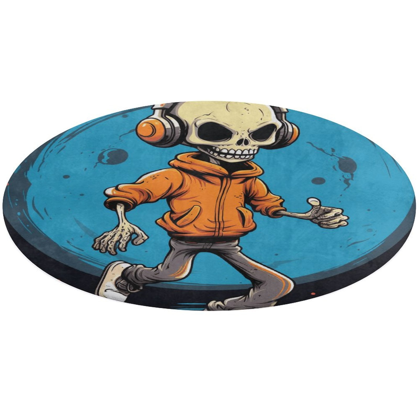 Dancing Cute Skull Man Washable Round Rug -Circle Area Rugs for Nursery ...