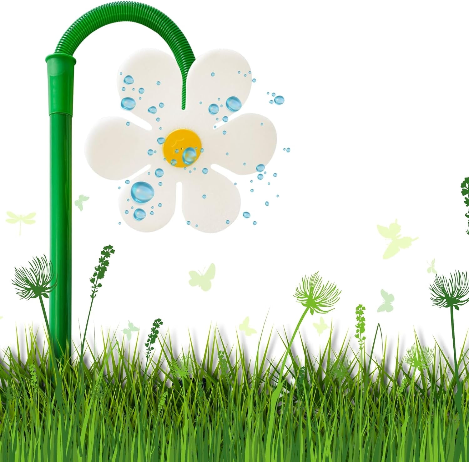 Dancing Daisy Water Spinner for Yard, 365° Rotating Sunflower Water ...