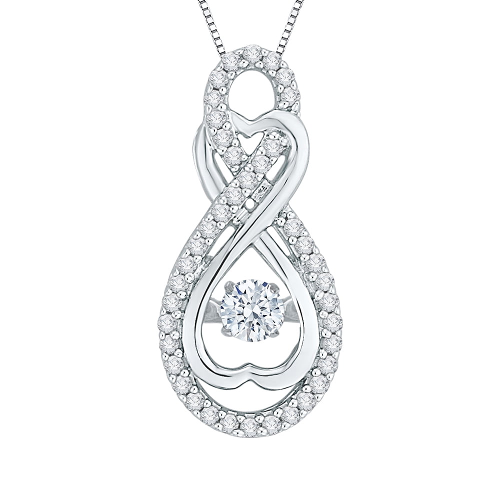 Dancing Diamond Fashion Pendant with Chain in 14K White Gold (3/8 cttw ...