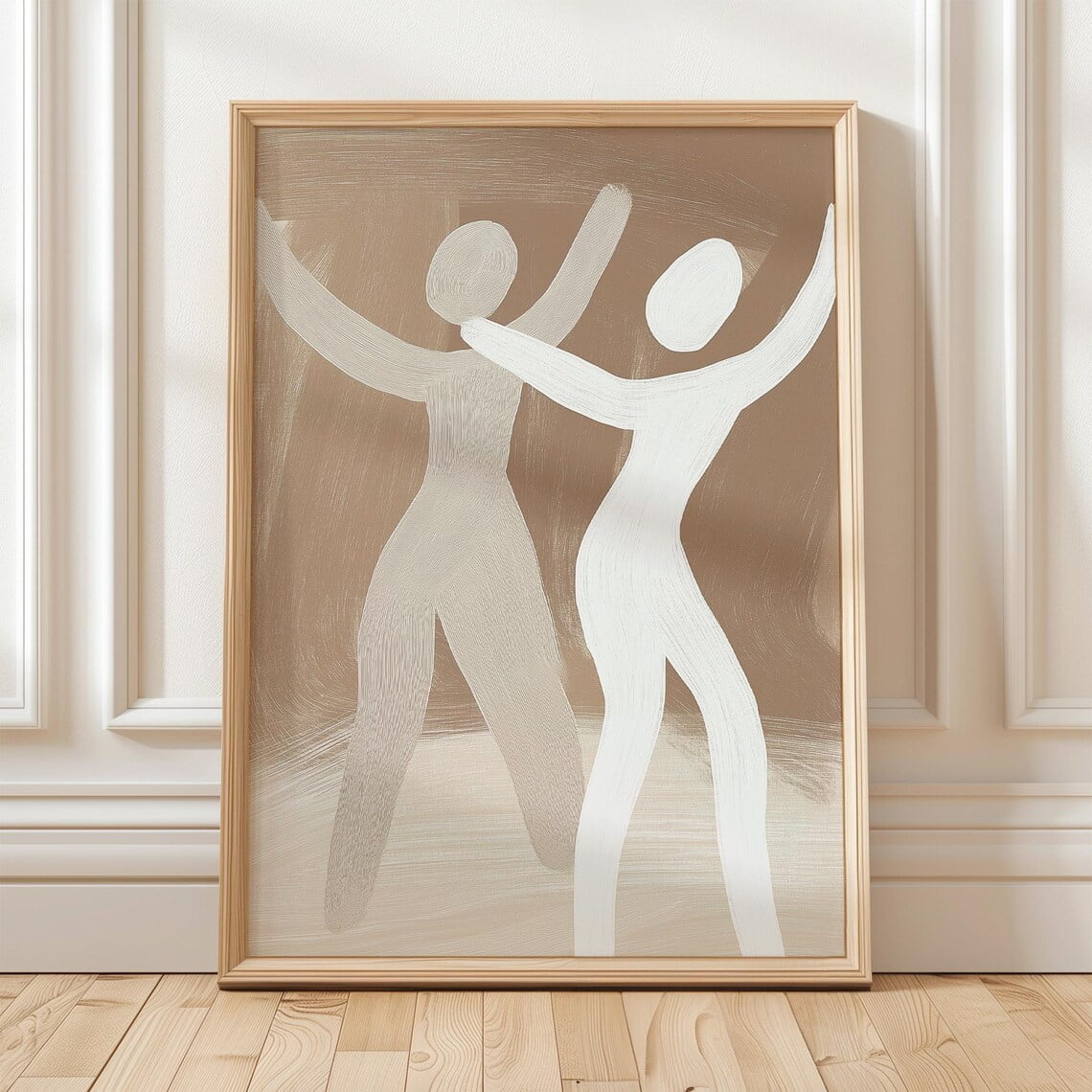 Dancing Figures - Abstract Movement Modern Beige And White Decor ...