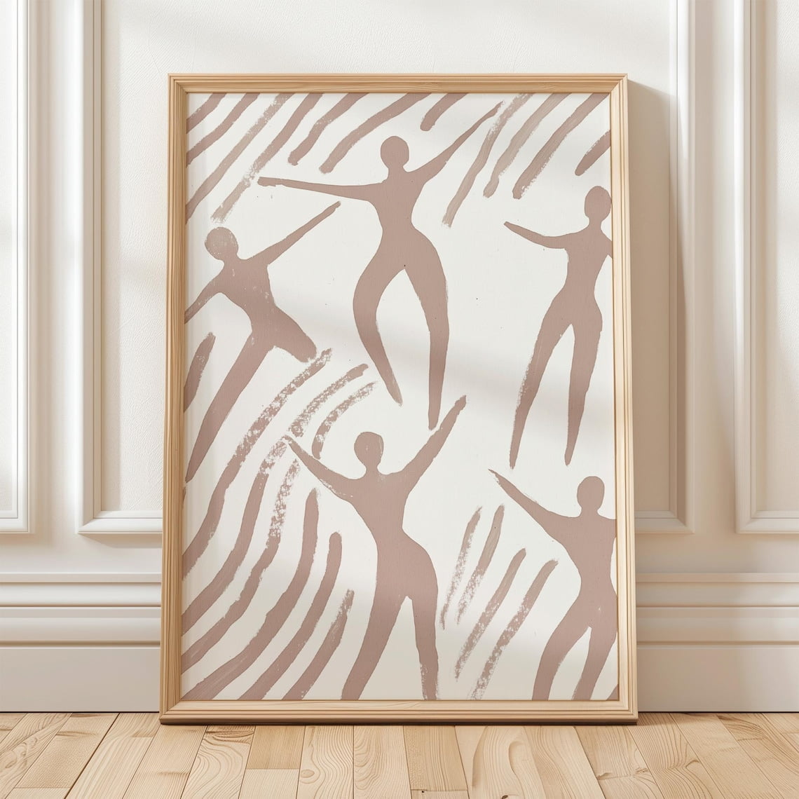Dancing Figures In Neutral Tones, Minimalist Abstract Wall Art, Modern ...