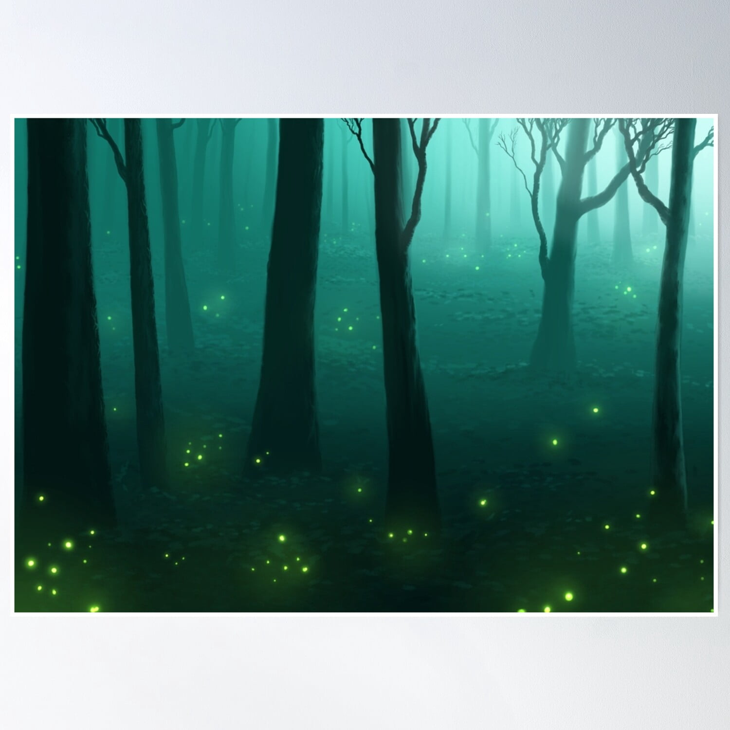 Dancing Fireflies In A Dark Forest Poster Wall Art, Modern Wall Decor ...
