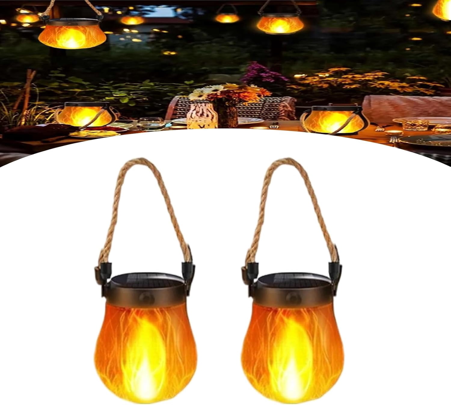 Dancing Flame Solar Lantern Outdoor Lights, 2025 New Flickering Flame ...