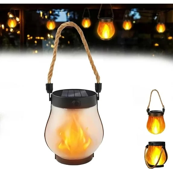 Dancing Flame Solar Lantern Outdoor Lights, Flickering Flame Solar ...