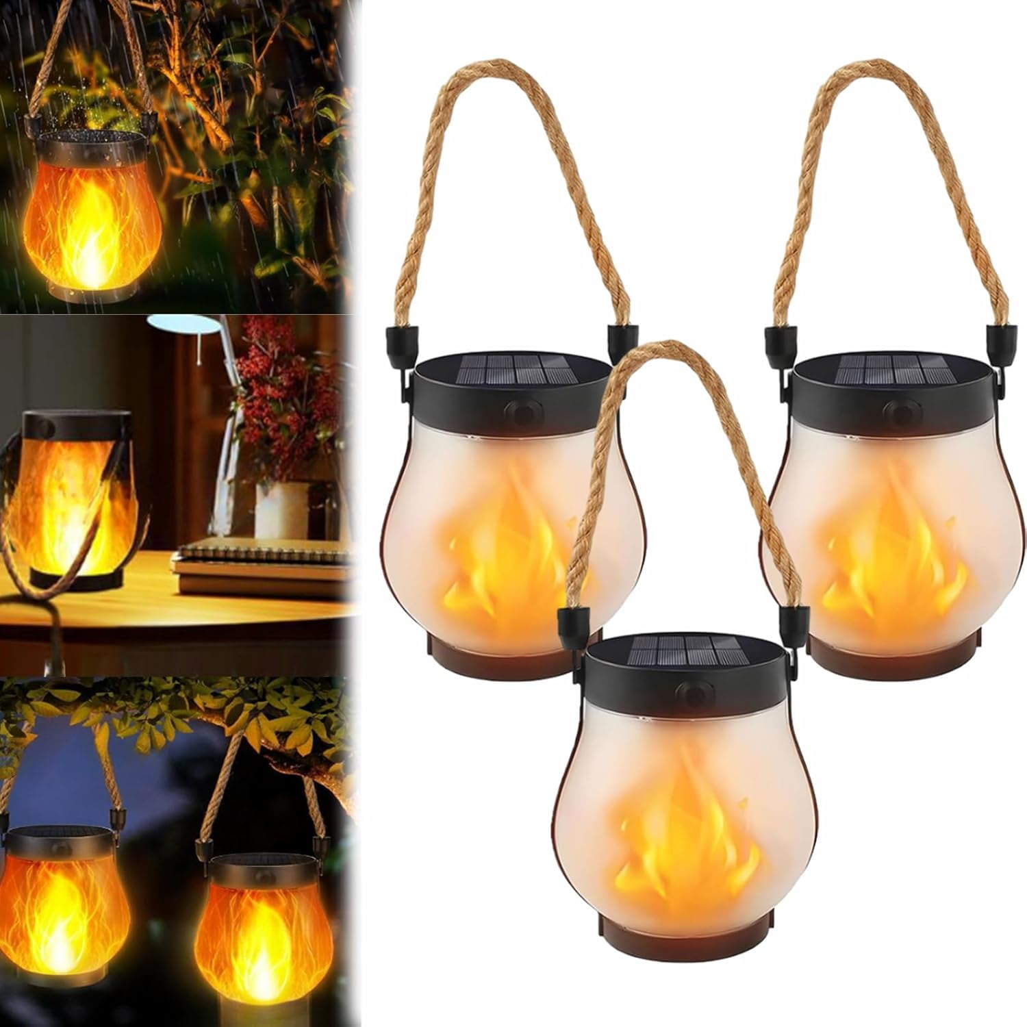 Dancing Flame Solar Lantern Outdoor Lights, Upliftjoys Flickering Flame ...
