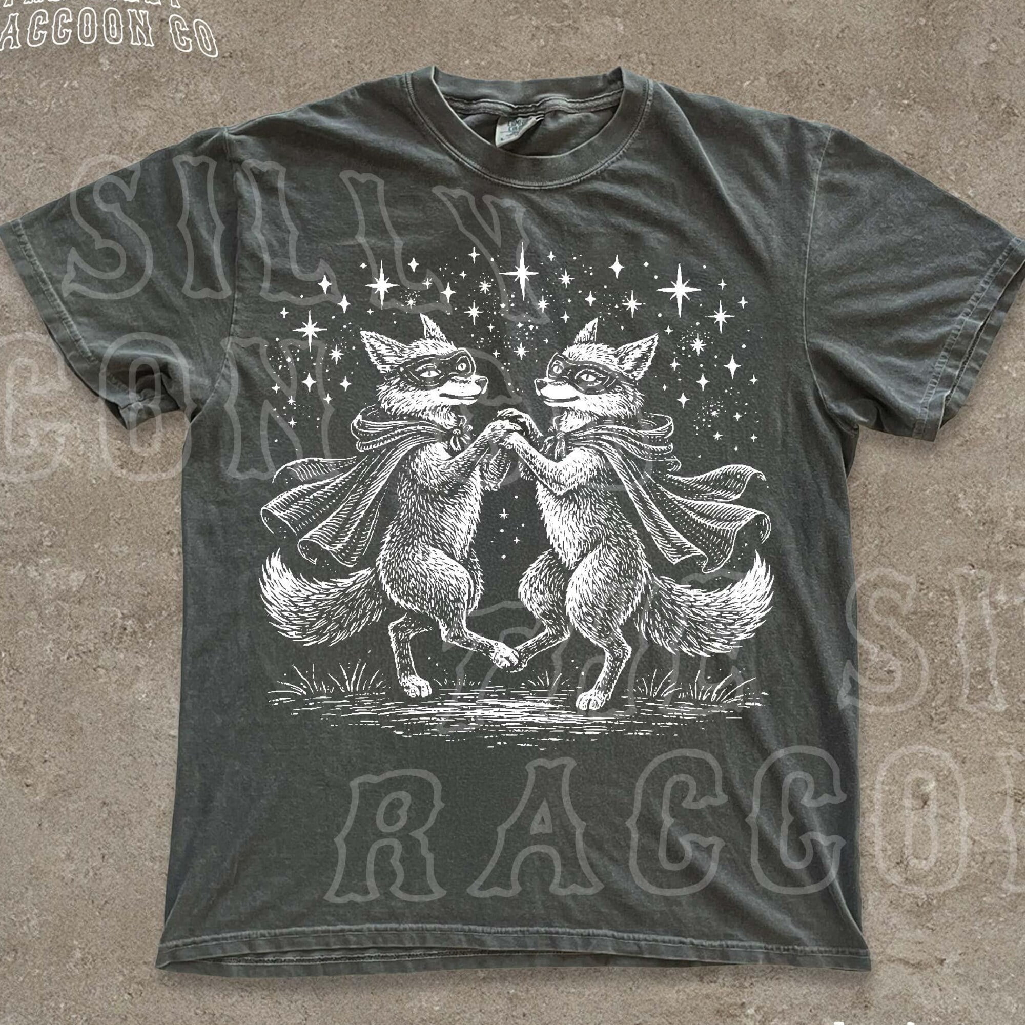Dancing Foxes Shirt Fox Couple Graphic Tee Masked Bandit Fox Lover Gift ...