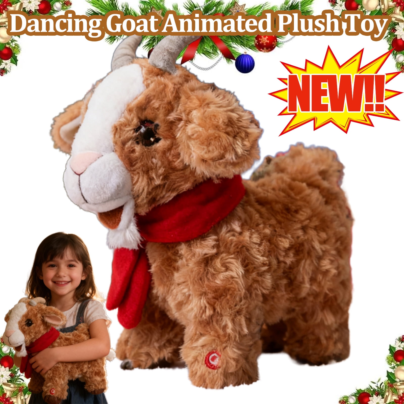 Dancing Goat Animated Plush Toy 10" - Adorable Goat Stuffed Animal with ...