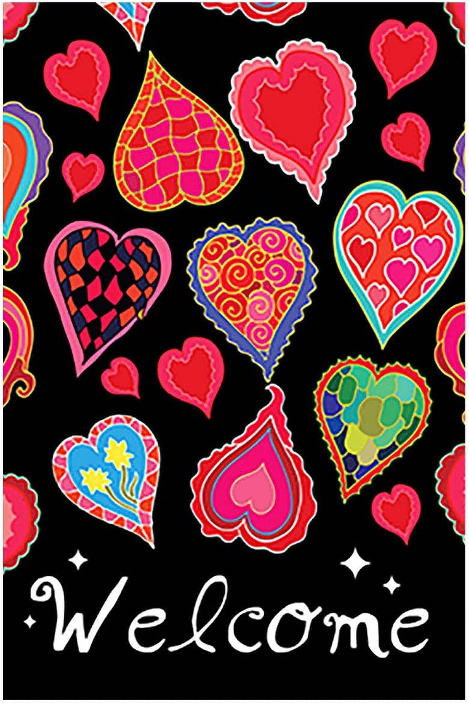 Dancing Hearts Welcome Valentine's Day House Flag Double Sided ...