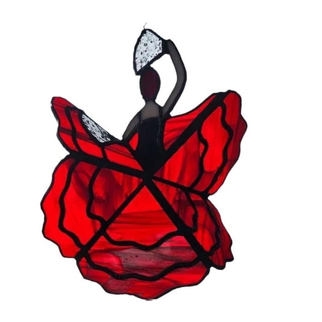 Dancing Lady Stained Glass Spinner Outdoor Hanging Decor Garden ...