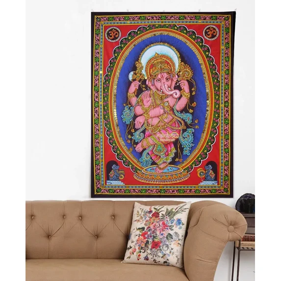 Dancing Lord Ganesha Tapestry Ganesh Wall hanging Indian Sacred Hindu Spiritual God Art ...