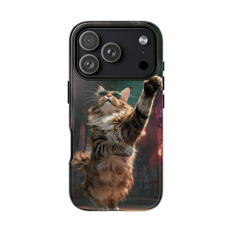 Dancing Maine Coon Cat Sunglasses Tough Case for iPhone 11,12,13,14,15 ...