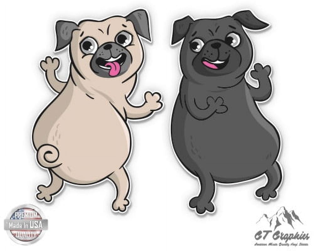 Dancing Pugs - 3" Vinyl Sticker - For Car Laptop I-Pad Phone Helmet ...