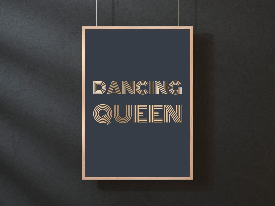 Dancing Queen Print · Wall Art · Gold Metallic Effect · Song Lyrics Print · Abba Poster ...